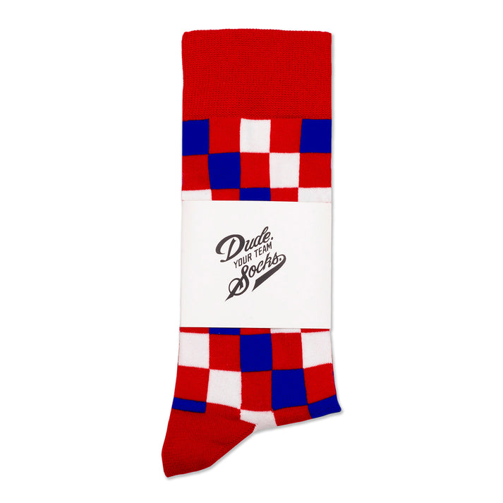 Red, White + Blue Checkered Socks – Dude. Your Team Socks
